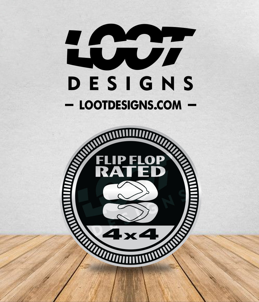 FLIP FLOP RATED Badge for Offroad Vehicle – Loot Designs